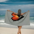 Heart-Shaped Sunset Castle Design Beach Towel - Vibrant Orange & Red ...