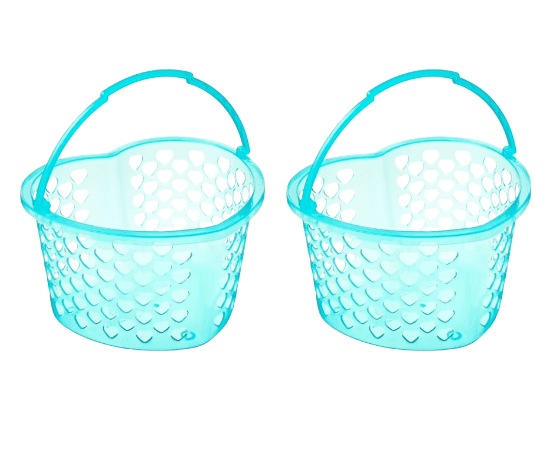 Heart-Shaped Teal Baskets with Handle – 2-Pack – Lightweight and ...