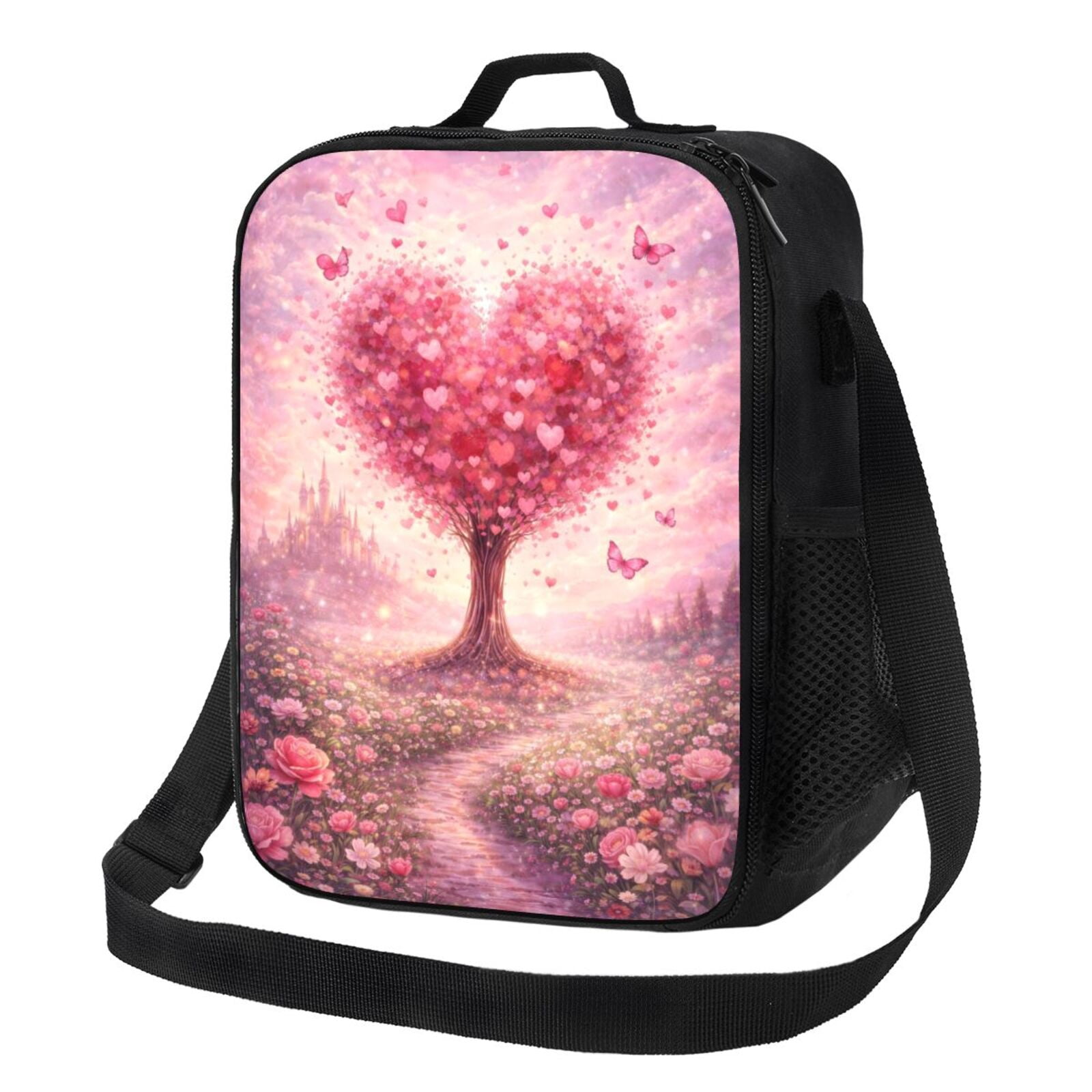 Heart Shaped Tree Lunch Bag Insulated Thermal Lunch Box with Shoulder ...