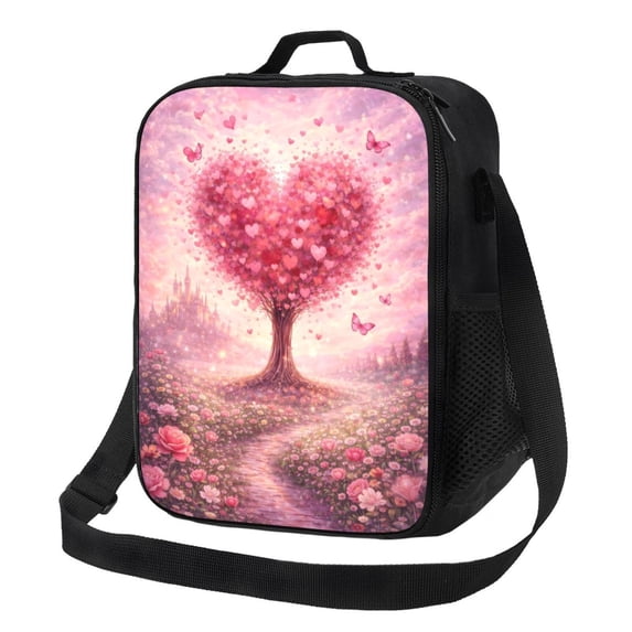Heart Shaped Tree Lunch Bag Insulated Thermal Lunch Box with Shoulder ...