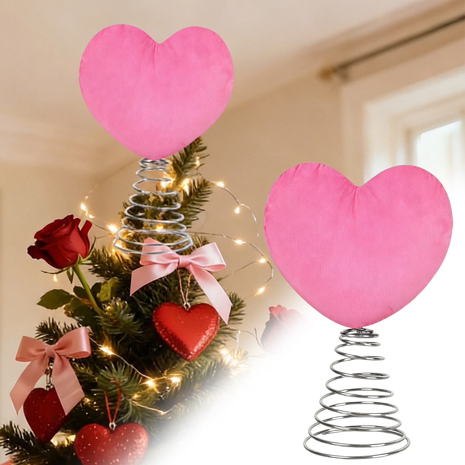 Heart-Shaped Velvet Flocked Tree Topper - 8.07in/205MM Spring Stand ...