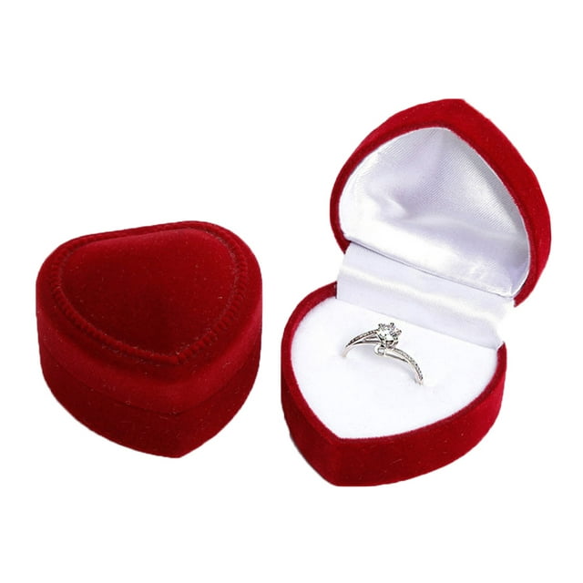 Heart Shaped Velvet Ring Box Jewelry Display Gift Box Case for Proposal ...