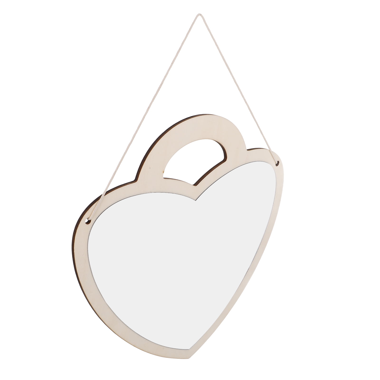 Heart Shaped Wall Mirror Wood Frame Acrylic Hanging Mirror Cute Love ...