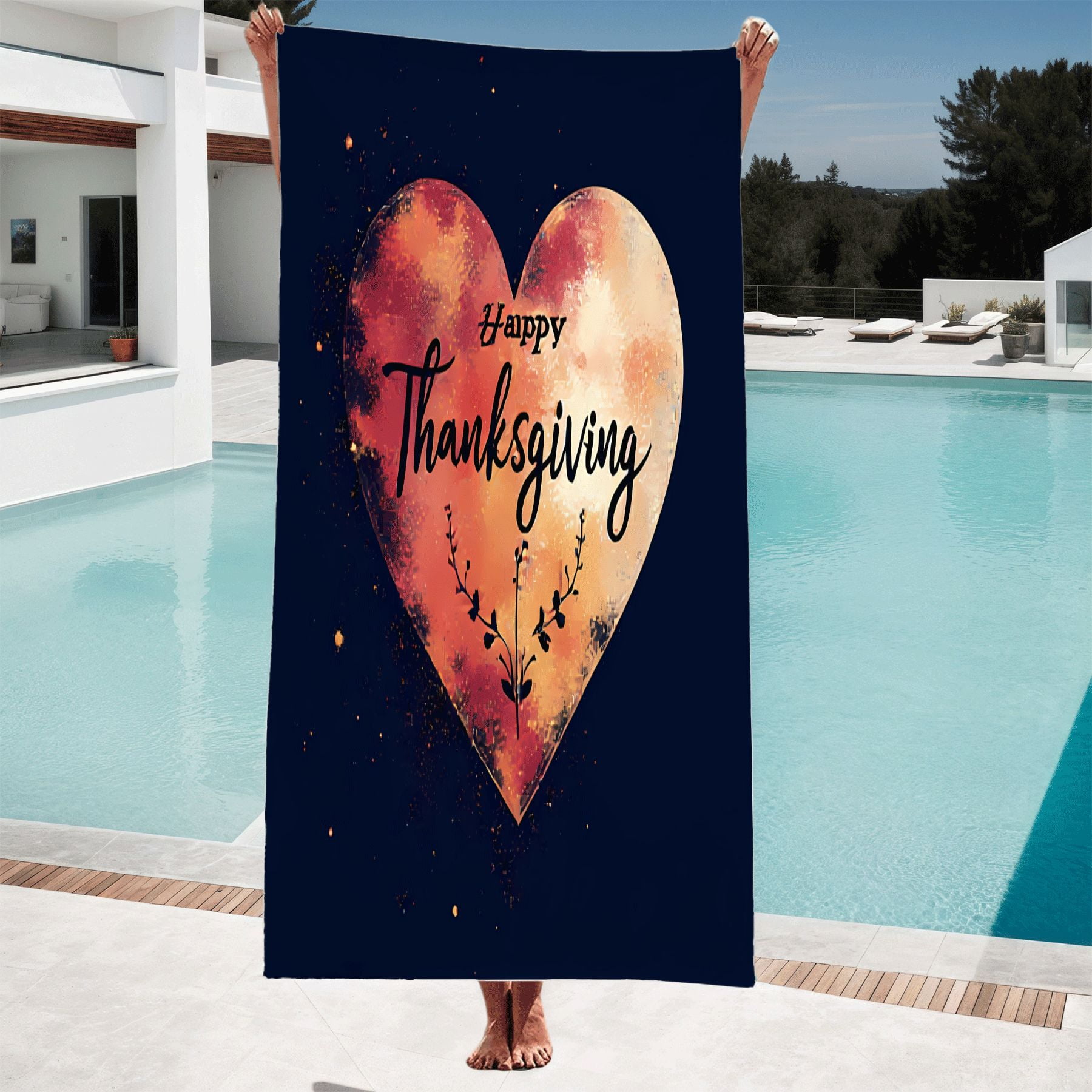 Heart-Shaped Warm Gradient Towel - Perfect for Beach Pool or Travel ...