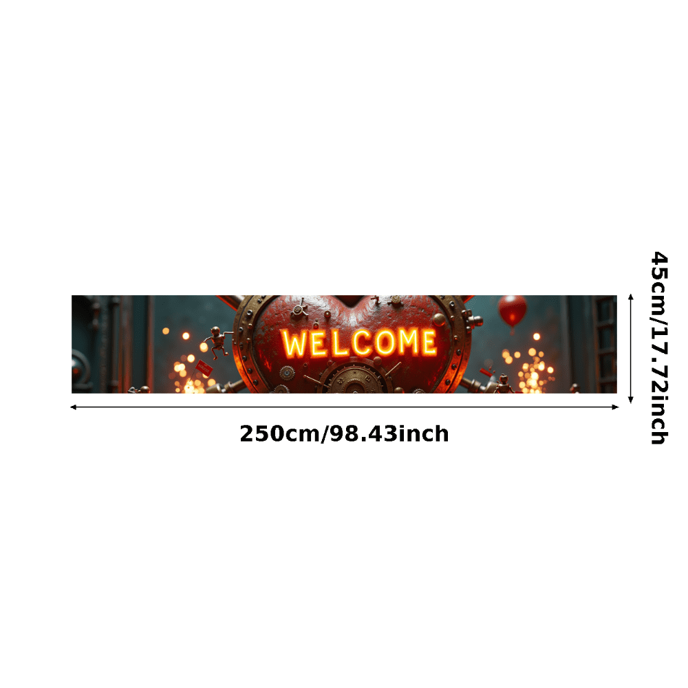 Heart Shaped Welcome Banner with Steampunk Elements Party Backdrop ...