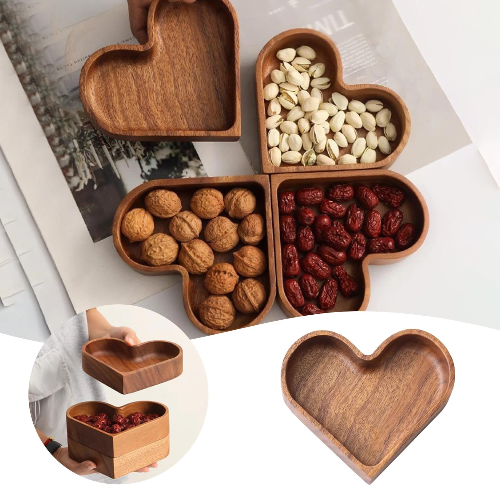 Heart Shaped Wood Serving Platters and Trays Side Dish Serving Trays ...