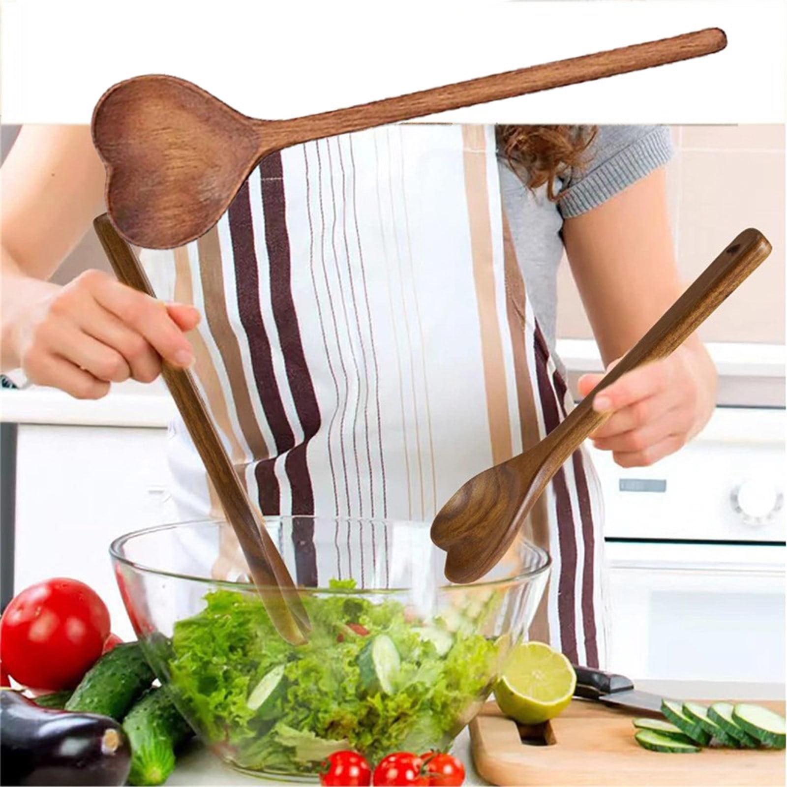 Heart Shaped Wood Spoon， Long Wooden Spoon， Wood Ladle, Wooden Utensils ...