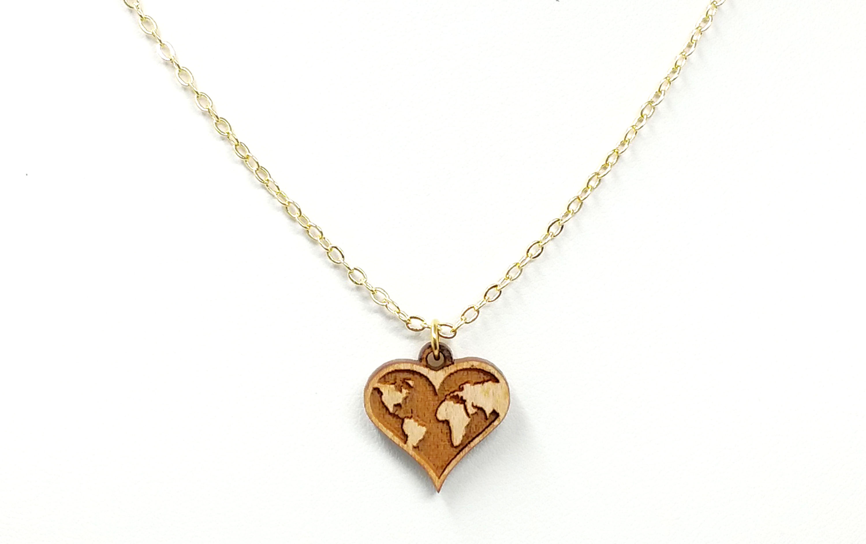 Heart Shaped World Map Pendant Necklace - Walmart.com