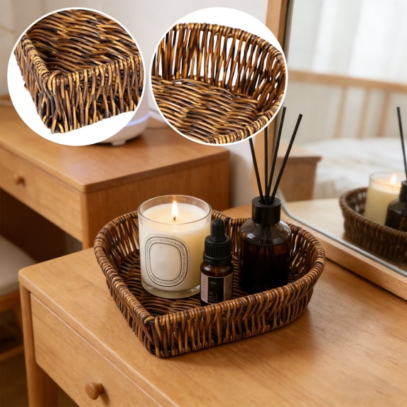 Heart-Shaped Woven Storage & Decor Basket With Heart-Patterned Design ...
