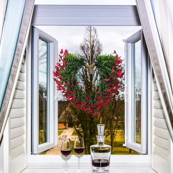 Heart Shaped Wreath Artificial Flower Wreath for Front Door Wall ...