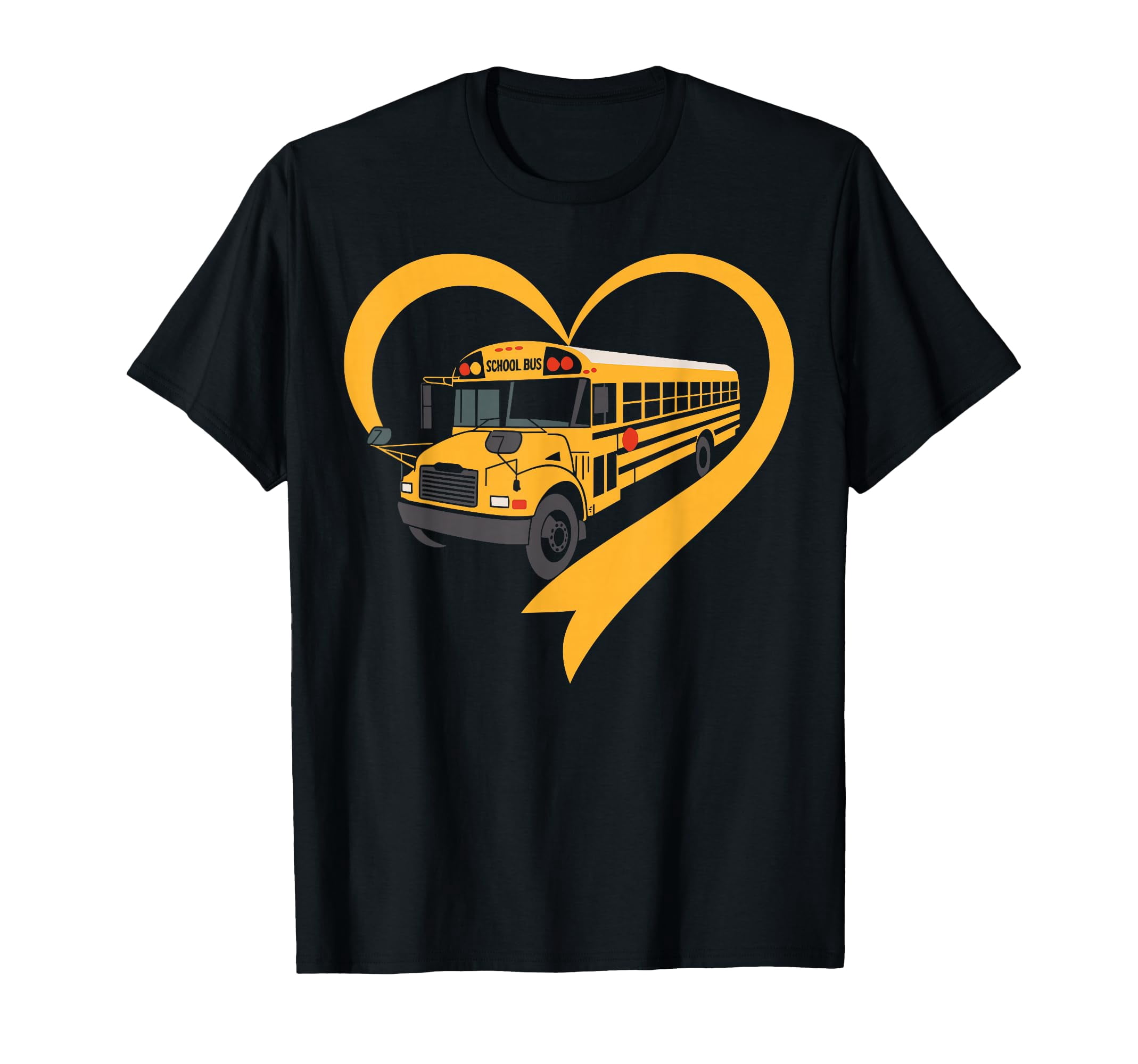 Heart-Shaped Yellow School Bus Graphic T-Shirt for School Bus Drivers ...