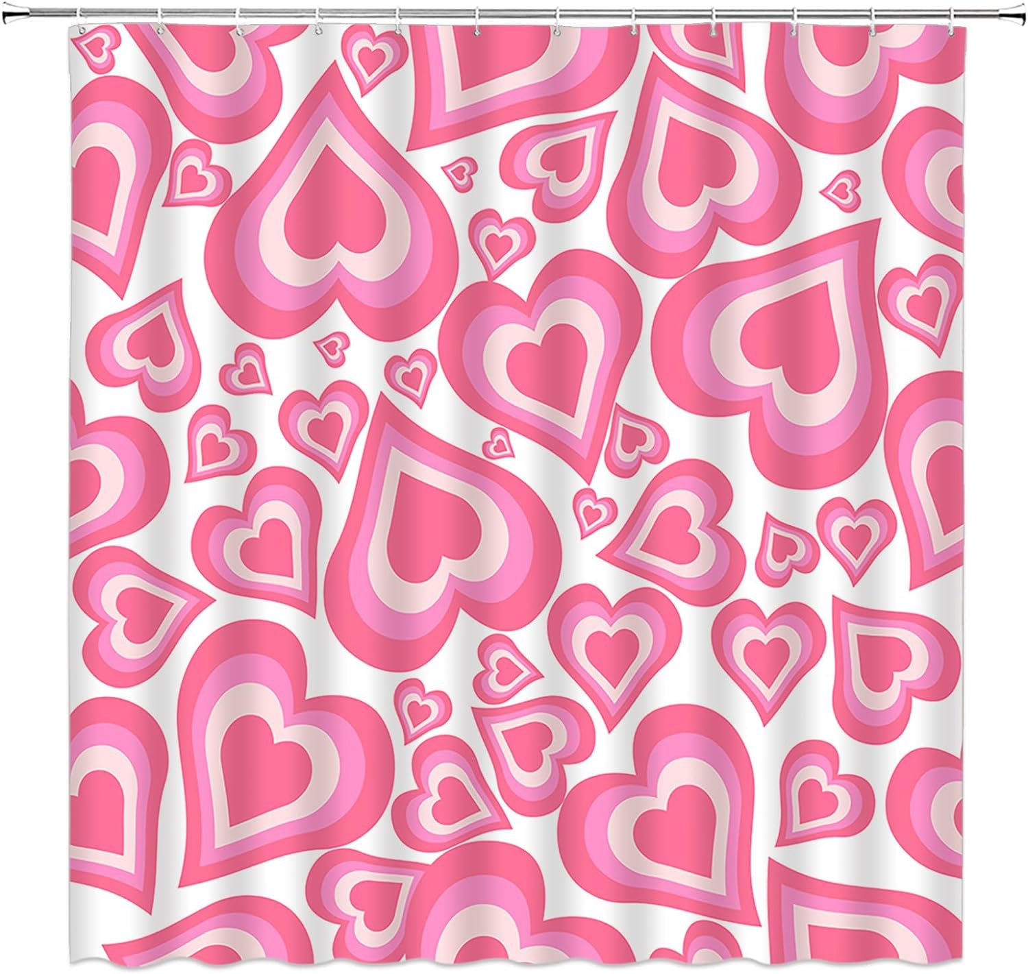 Heart Shower Curtain Valentine''s Day Pink Heart Sweet Love Romantic ...