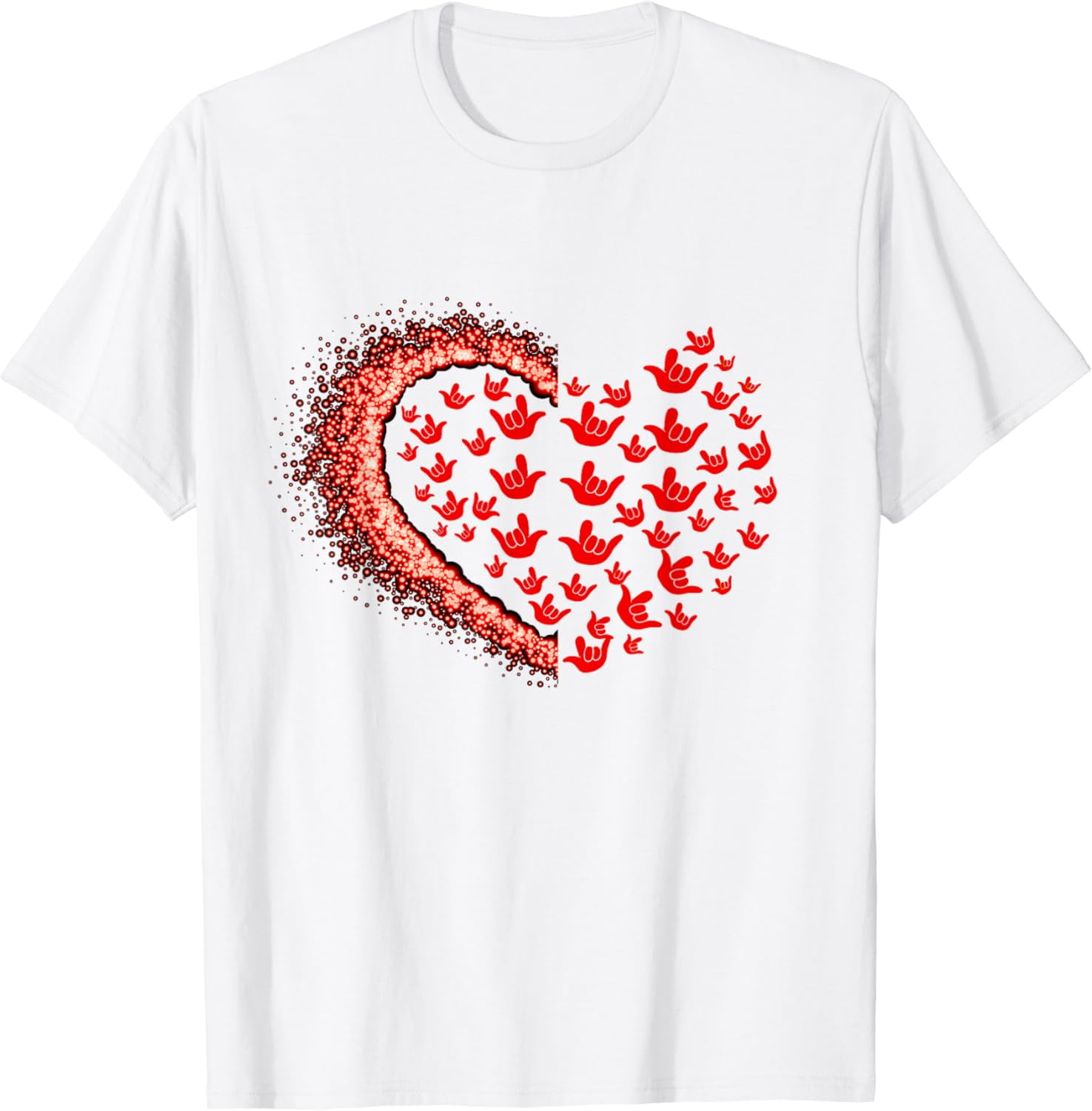 Heart Silhouette with sign I love you in ASL sign language T-Shirt ...