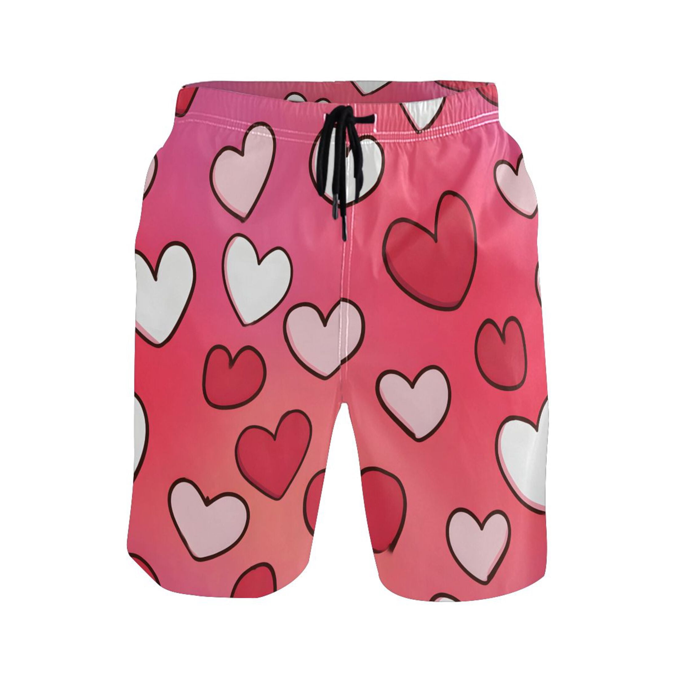 Heart Simple Red White Mens Swim Trunks Quick Dry Board Shorts ...