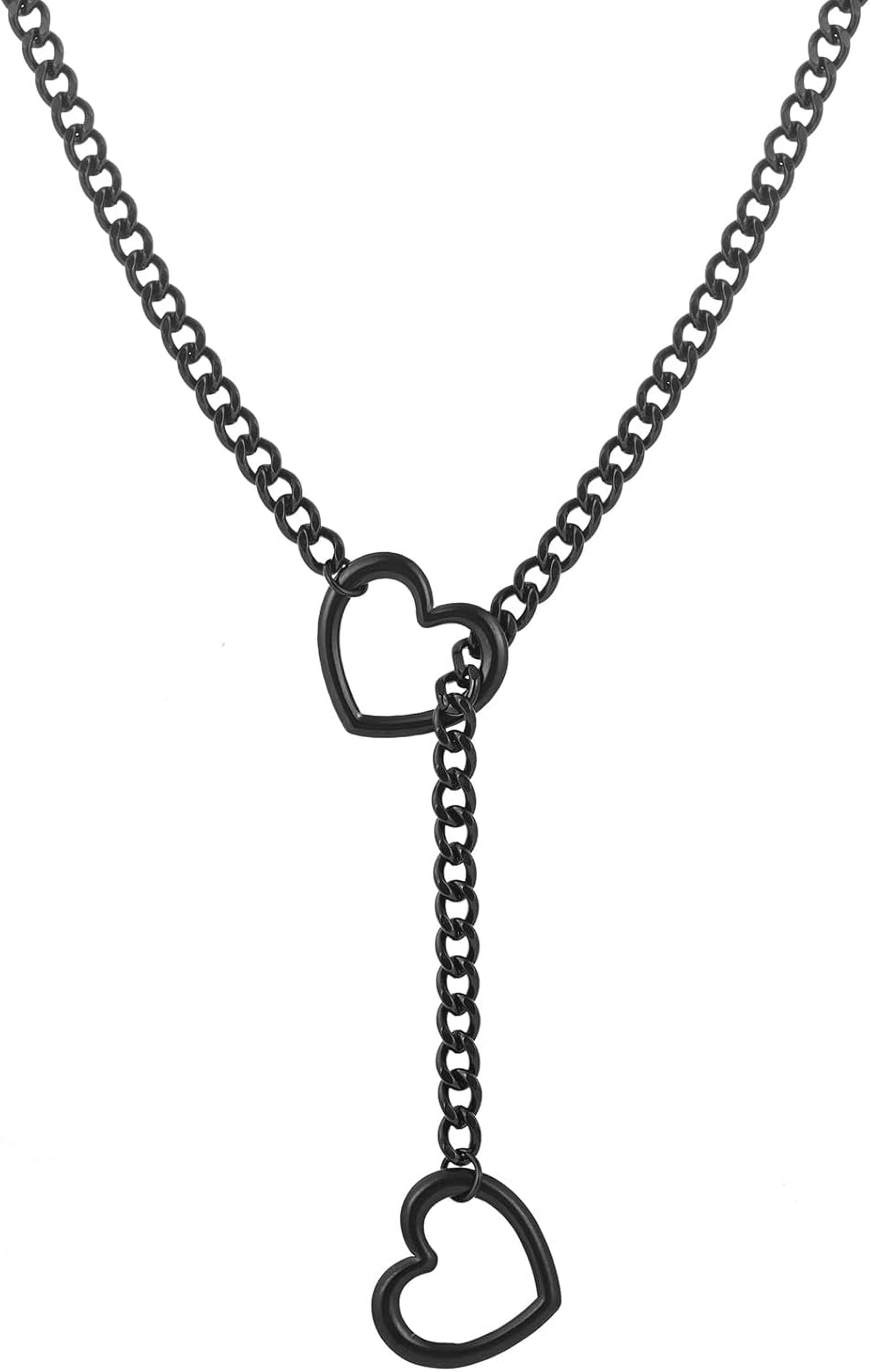 Heart Slip Chain Necklaces for Women,Stainless Steel O-Ring Adjustable ...