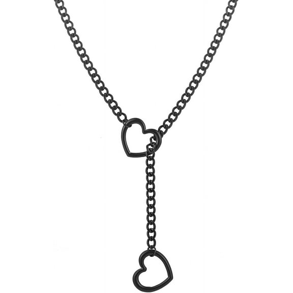 Heart Slip Chain Necklace Chunky Gold Silver Lariat Y Necklace for ...