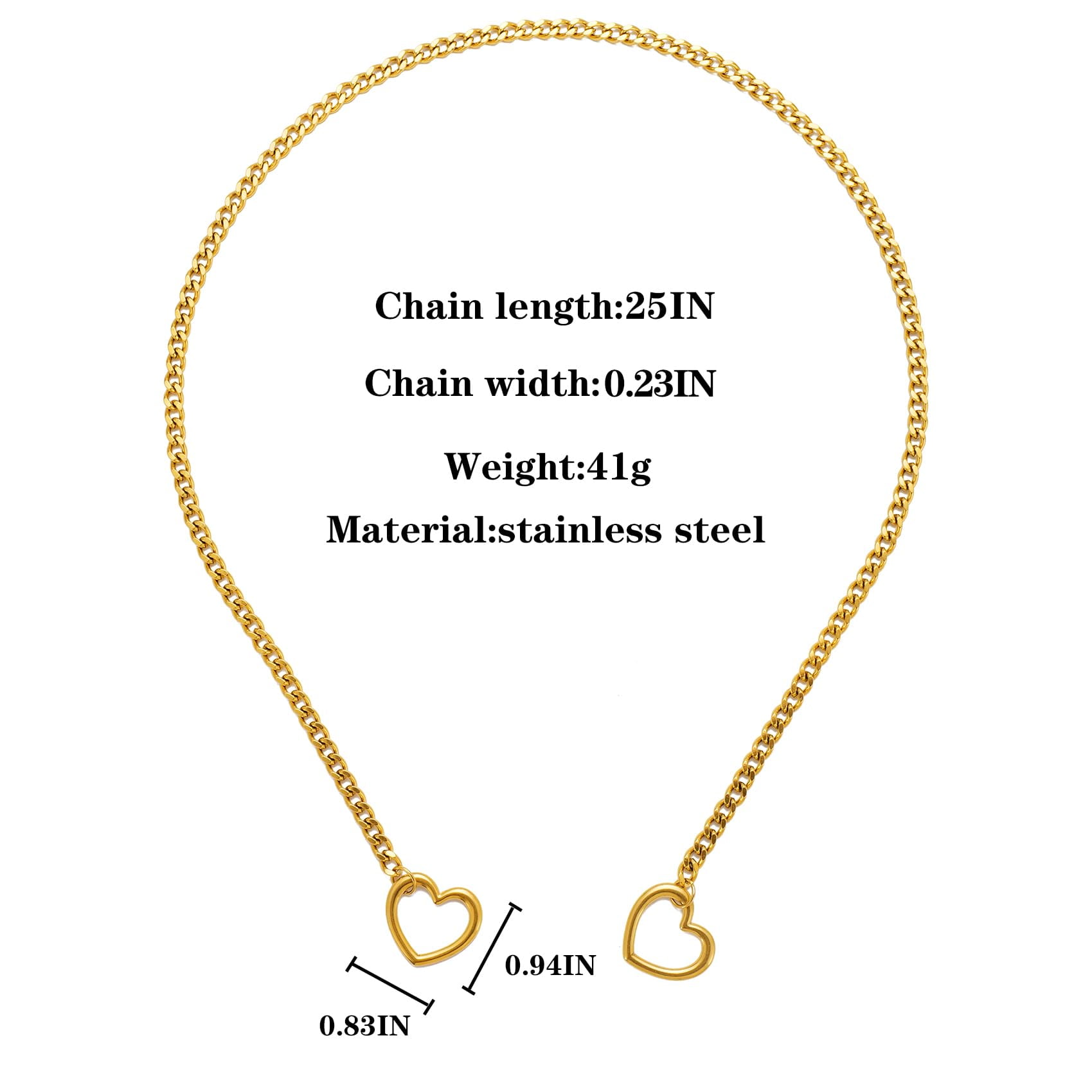 Heart Slip Chain Necklaces for Women, Stainless Steel O-Ring Adjustable ...