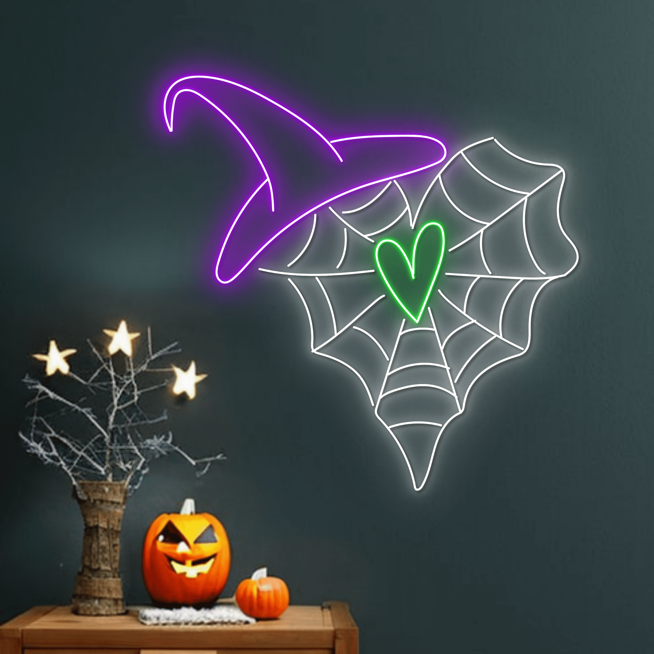 Heart Spider Web Neon Sign, Halloween Party Lights Decor - Walmart.com