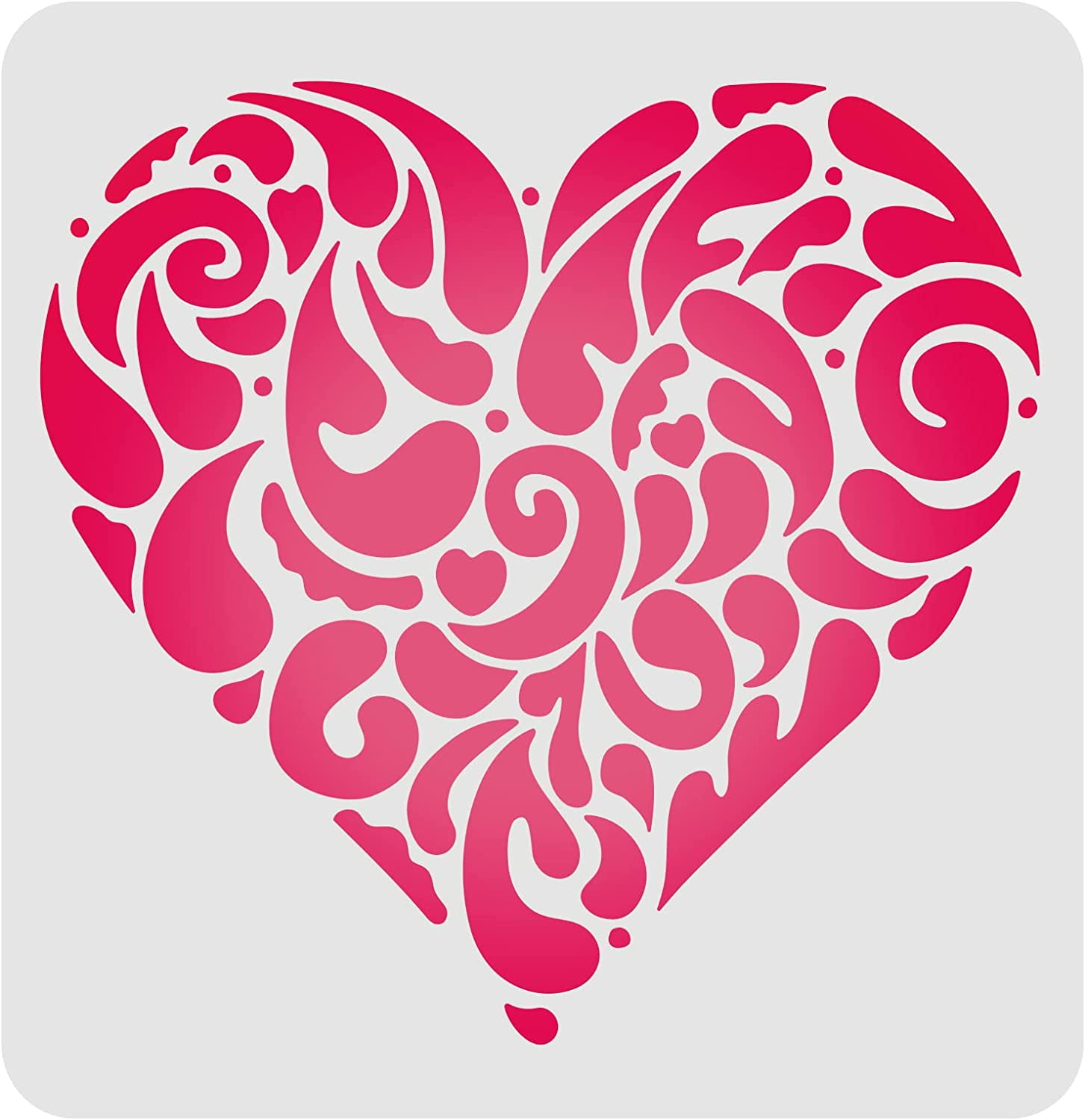 Heart Stencils - 11.8x11.8inch Plastic Mandala Love Heart Drawing ...