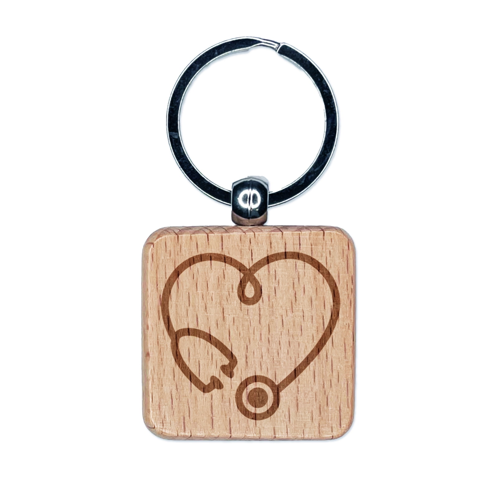 Heart Stethoscope Nurse Essential Worker Doctor Square Keychain Charm ...