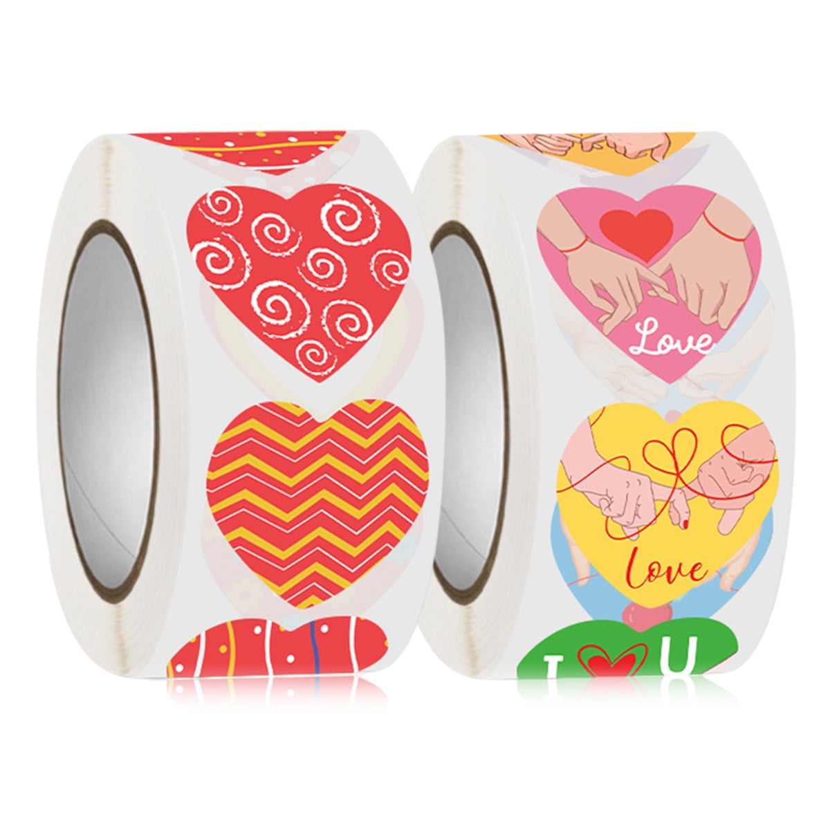 Heart Stickers Roll 1000 Pieces 1 inch Love Heart Labels Valentine ...
