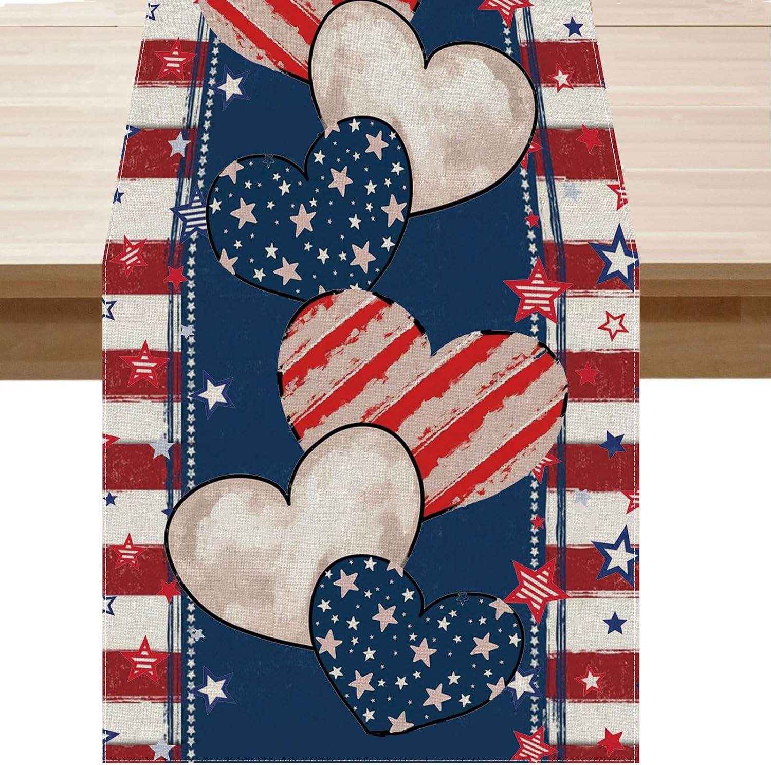 Heart Stripe Stars 4th of July Placemats Set of 4 12x18 Inch Patriotic ...
