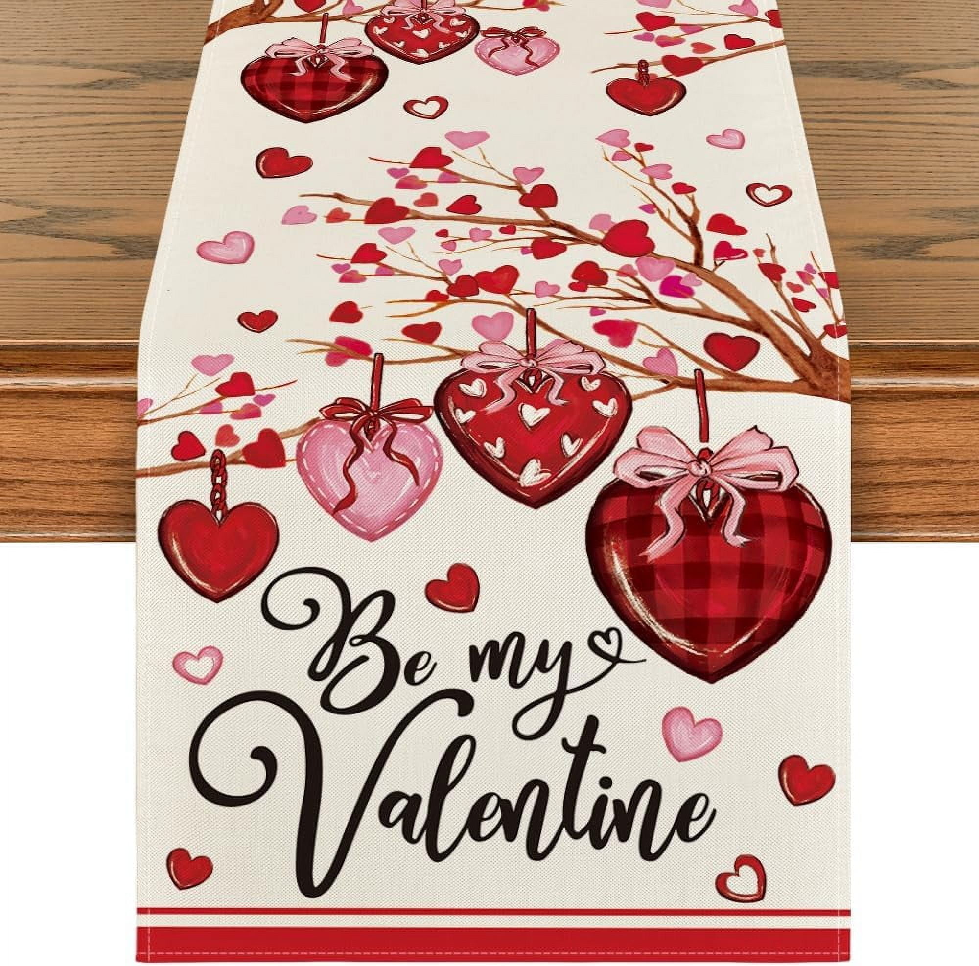 Heart Stripe Valentine's Day Table Runner Dresser Scarf Table r Linen ...