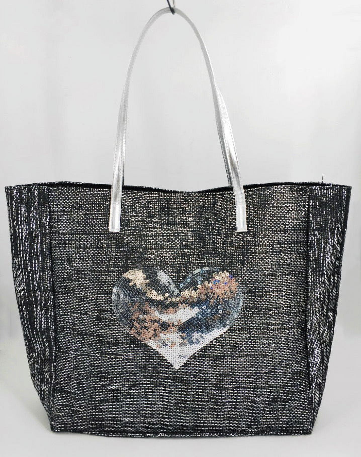Heart Style Canvas Beach Bag - 19 Inch x 15 Inch - Women Swim Pool Bag ...