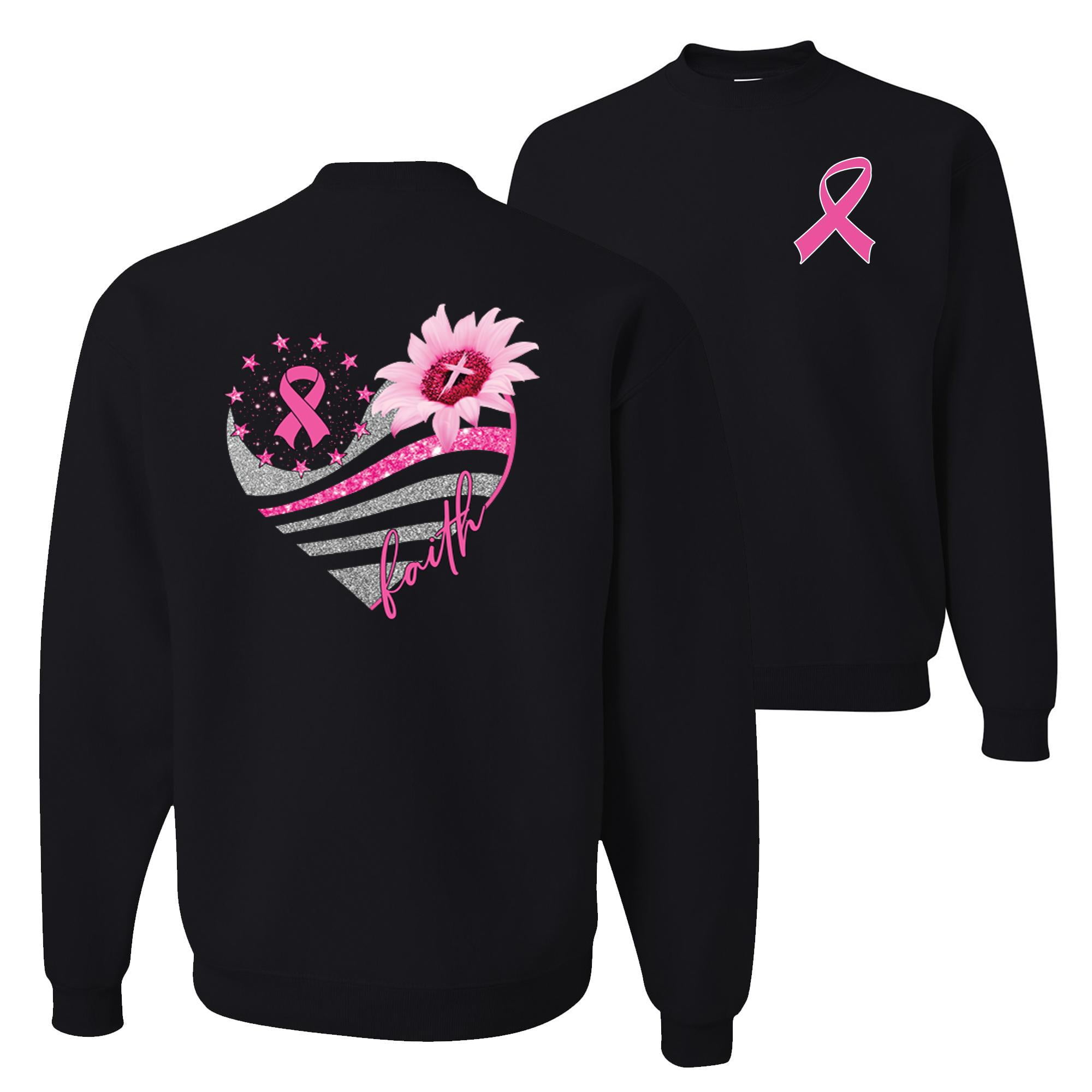 Heart Sunflower Faith Cross Pink Ribbon Breast Cancer Awareness FRONT ...