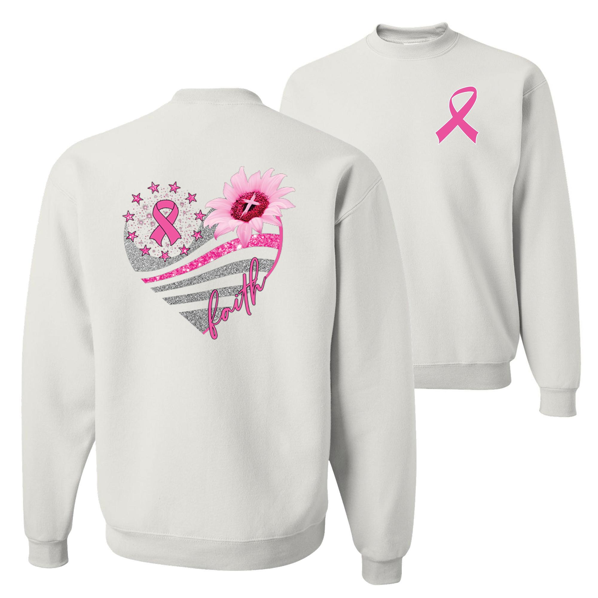 Heart Sunflower Faith Cross Pink Ribbon Breast Cancer Awareness FRONT ...