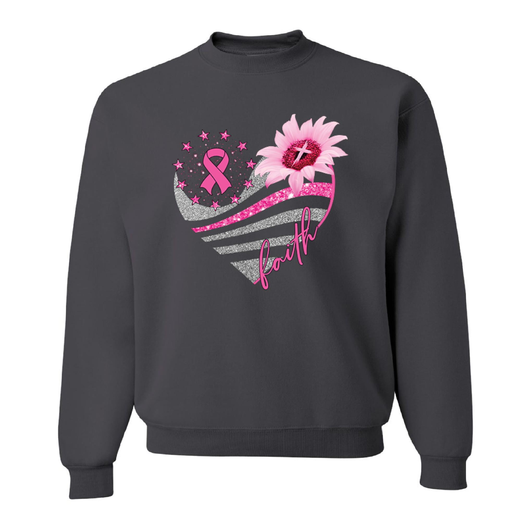 Heart Sunflower Faith Cross Pink Ribbon Breast Cancer Awareness Mens ...