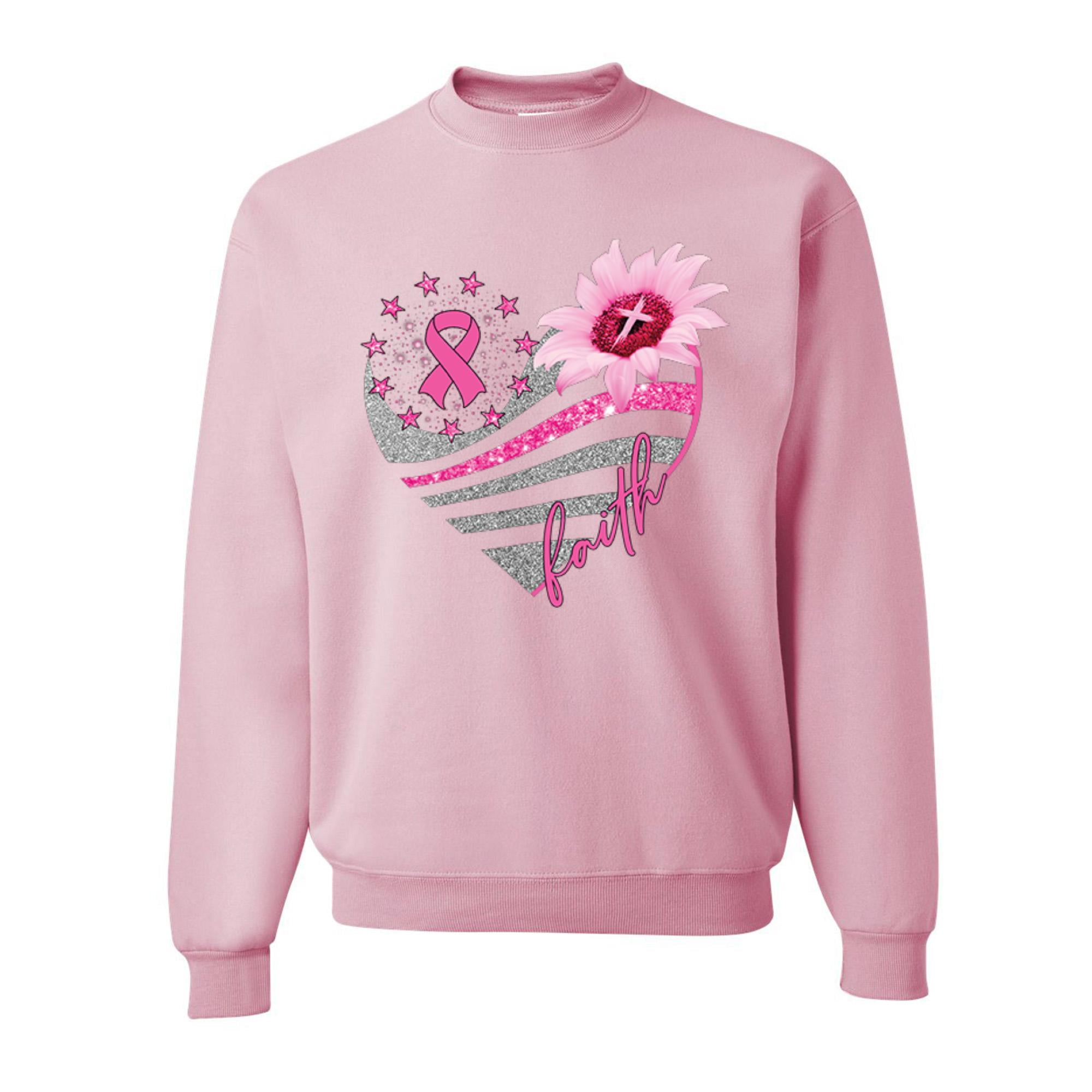 Heart Sunflower Faith Cross Pink Ribbon Breast Cancer Awareness Mens ...