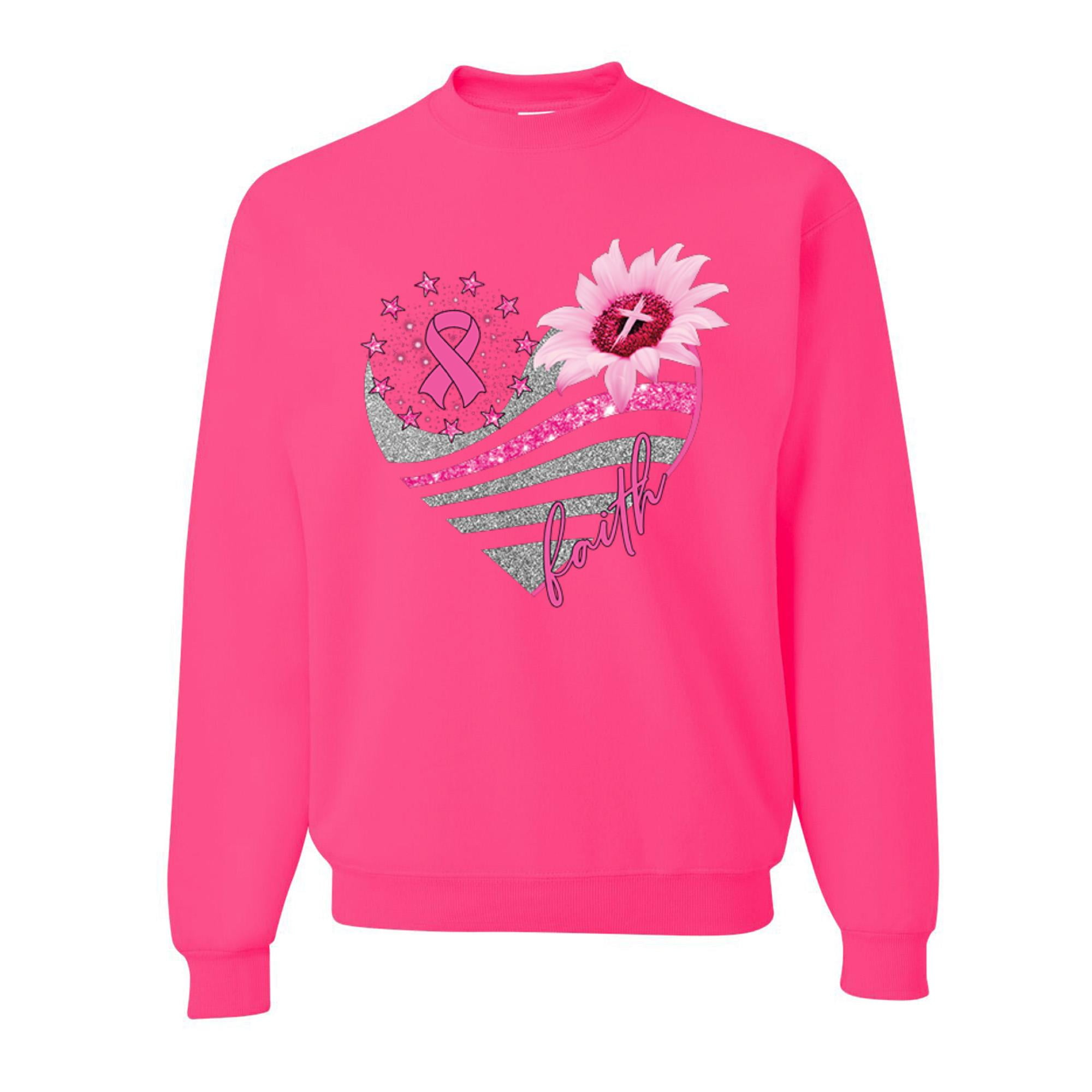 Heart Sunflower Faith Cross Pink Ribbon Breast Cancer Awareness Mens ...