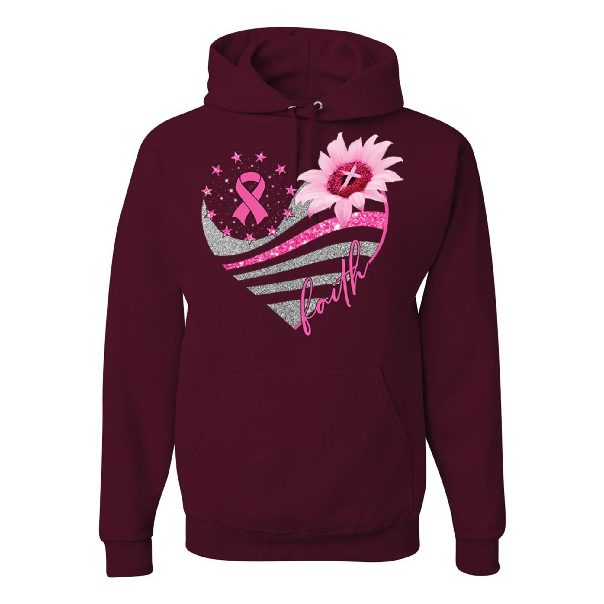 Heart Sunflower Faith Cross Pink Ribbon Breast Cancer Awareness Mens ...