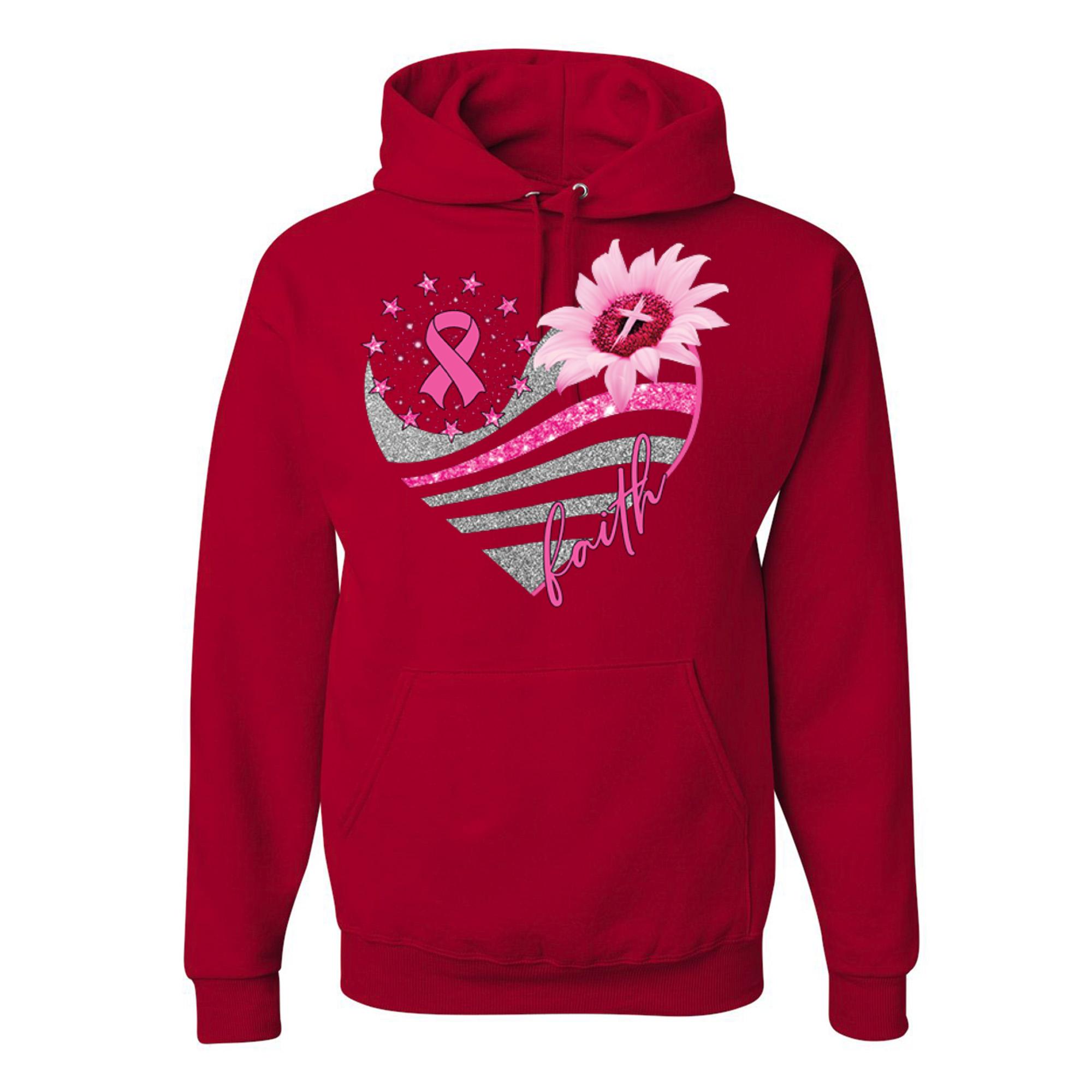 Heart Sunflower Faith Cross Pink Ribbon Breast Cancer Awareness Mens ...