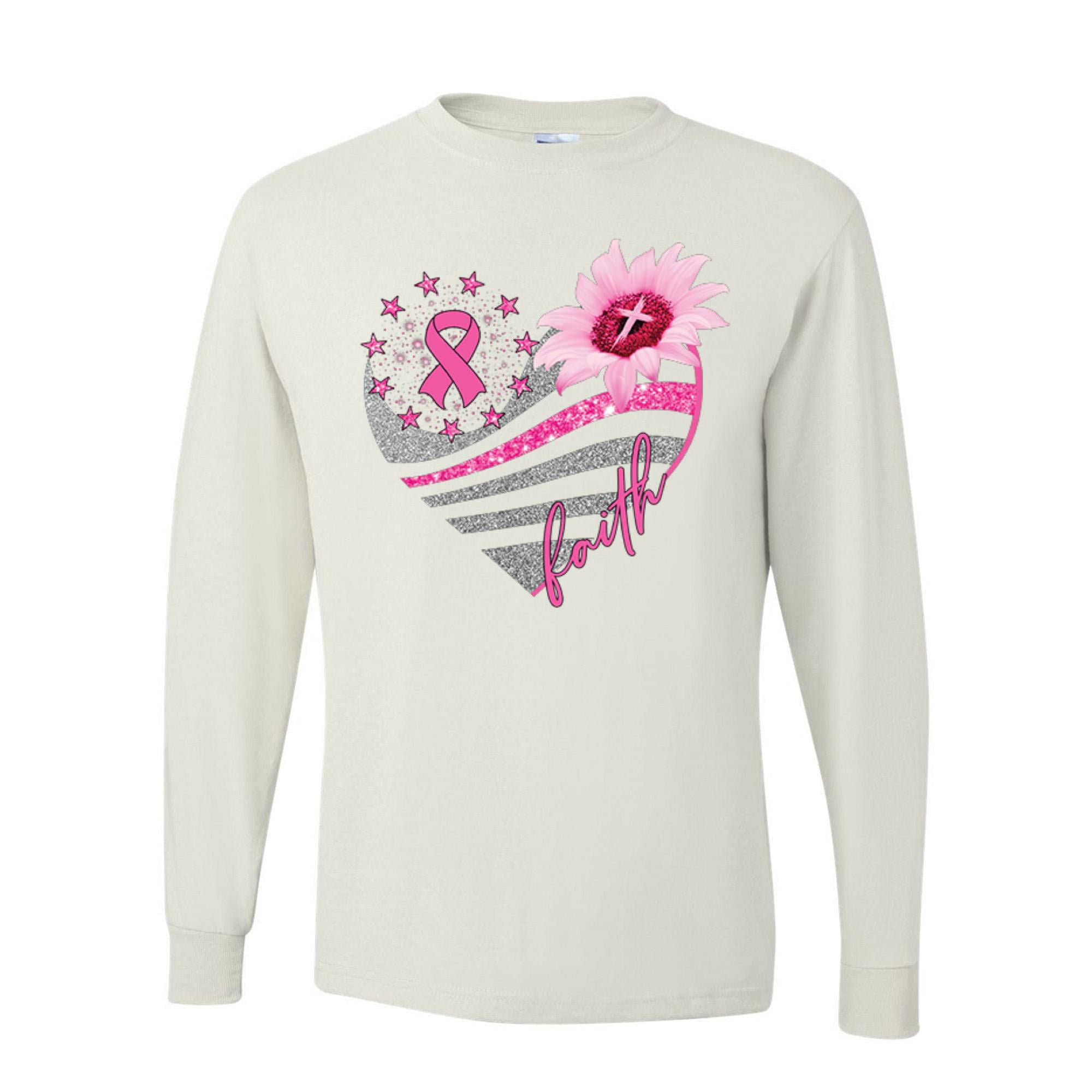 Heart Sunflower Faith Cross Pink Ribbon Breast Cancer Awareness Mens ...