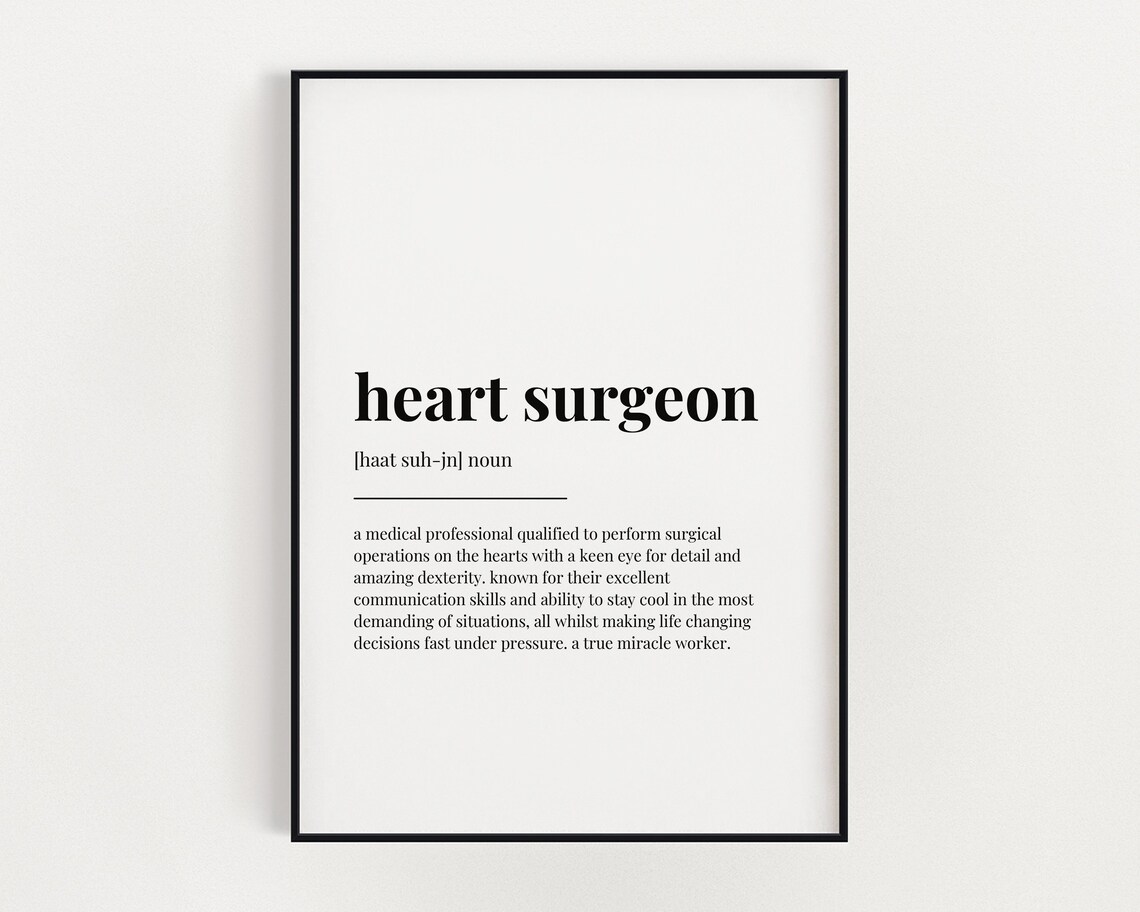 Heart Surgeon Definition Print, Wall Art Print, Heart Surgeon ...