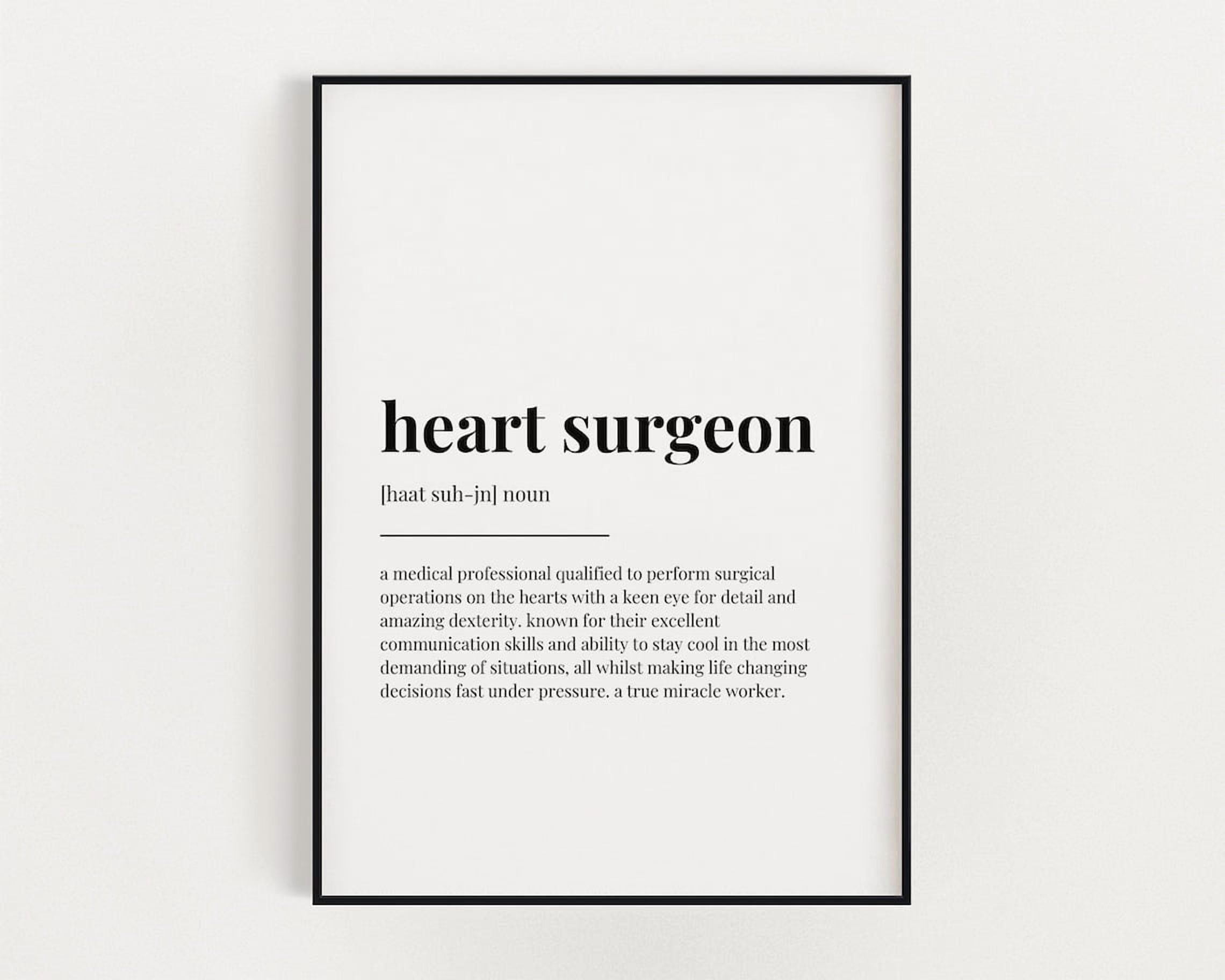 Heart Surgeon Meaning Print, Wall Art, Heart Surgeon, Definition Print ...