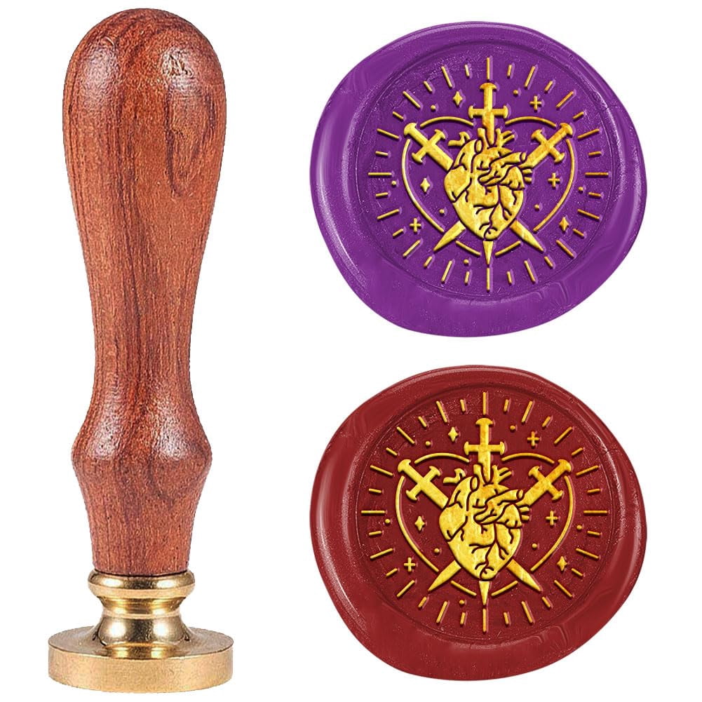 Heart Sword Wax Seal Stamp 1" Removable Brass Seal Head with Wooden ...