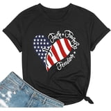 Heart T-shirt Patriotic Shirts for Women Cross American Flag Shirt USA ...