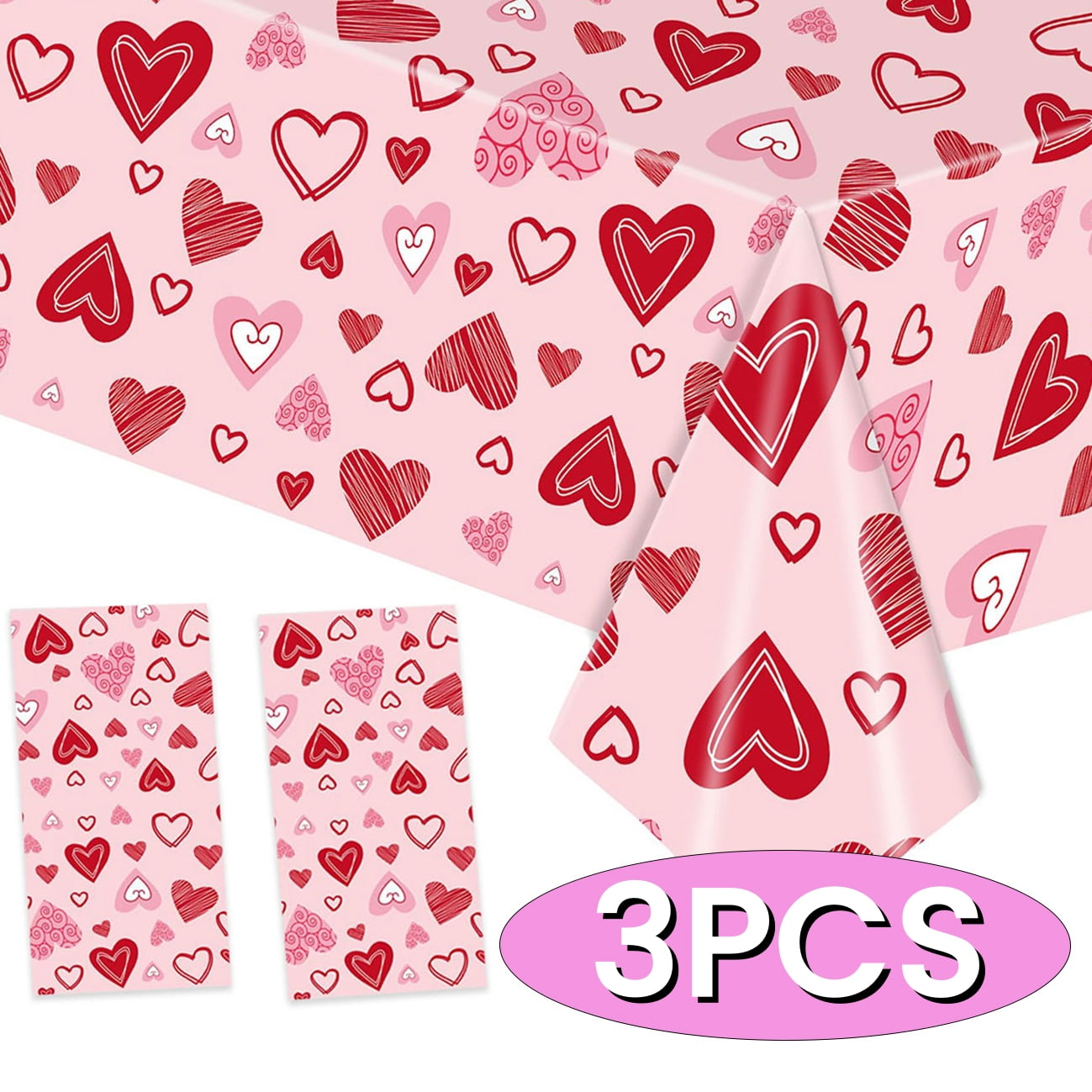 Valentines Tableclothes Heart Tablecloth Rectangle Table Covers for ...