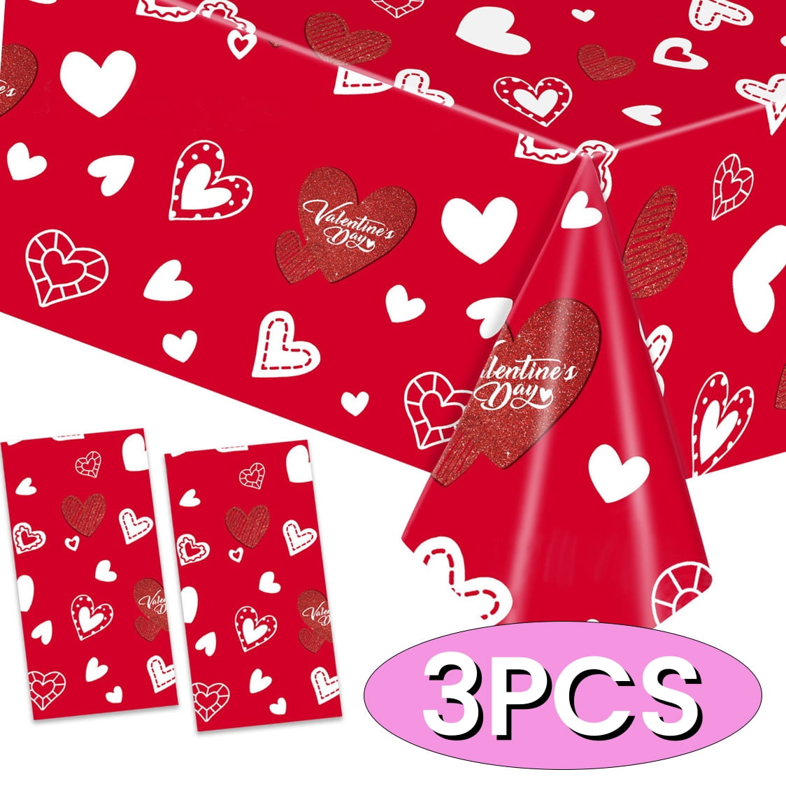 Valentines Tableclothes Heart Tablecloth Rectangle Table Covers for ...