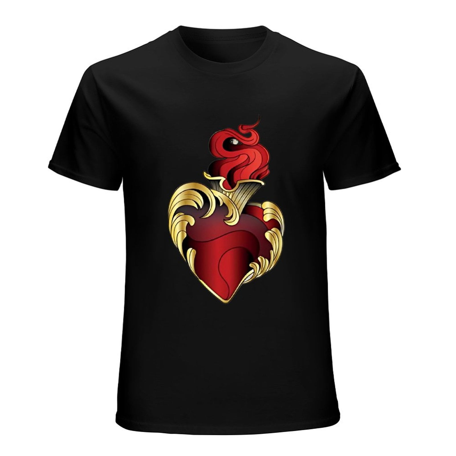 Heart Tattoo with Gold Fire T-Shirt Unisex Romantic Tattoo Inspired Tee ...
