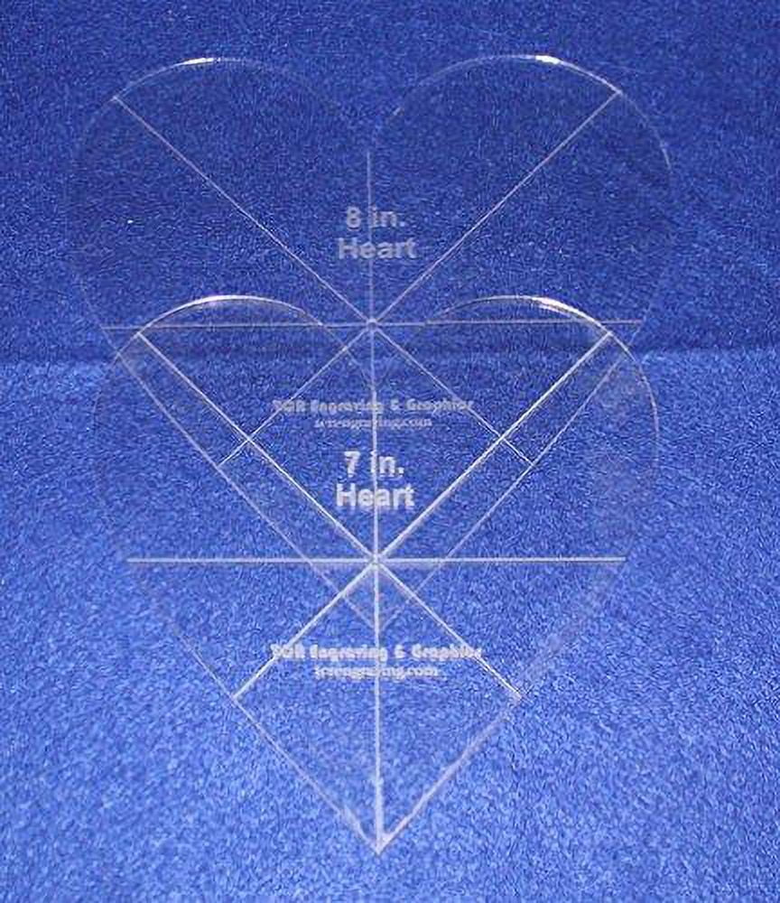 Heart Template 2 Piece Set. 7",8" - Clear 1/8" Thick w/ guidelines ...