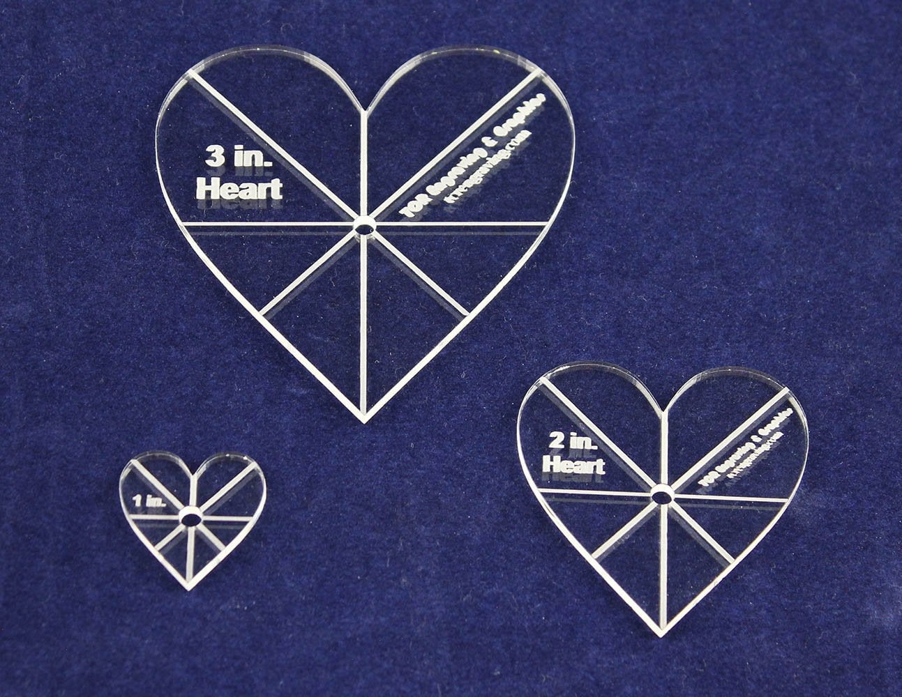 Heart Template 3 Piece Set. 1",2",3" - Clear 1/8" Thick w/ guidelines ...