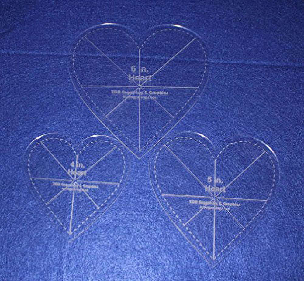 Heart Template 3 Piece Set. 4",5",6" - 1/8"-with seam allowance ...