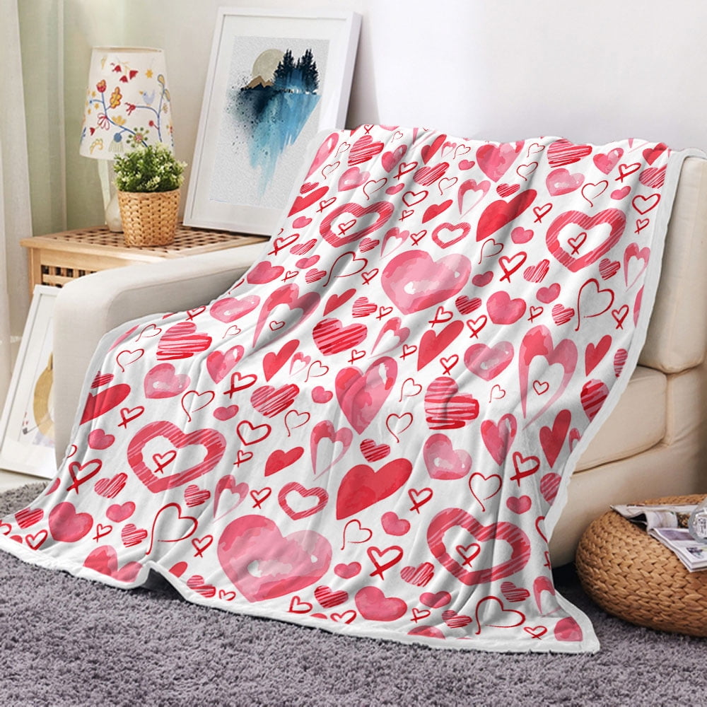 Heart Throw Blanket, Valentines Day Love Soft Throw Flannel Blankets ...