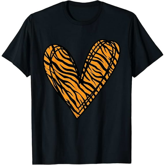 Heart Tiger Print Wild Love Animal Valentines Day Jungle T-Shirt ...