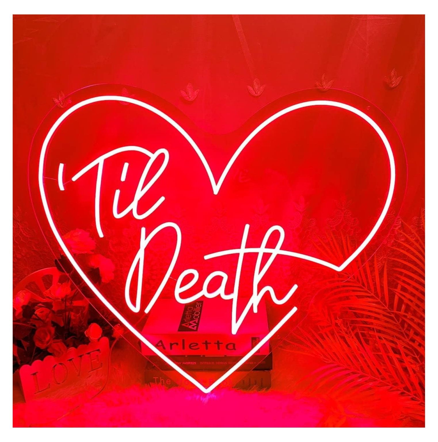 Heart Til Death Neon Signs-Transparent with Dimmer Light Up Lights ...