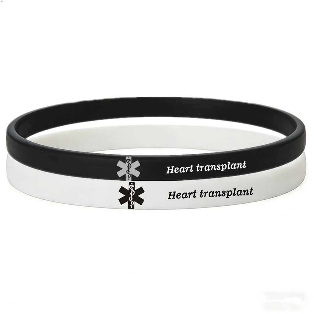 Heart Transplant Medical Alert Bracelet Silicone Wristbands for Men ...